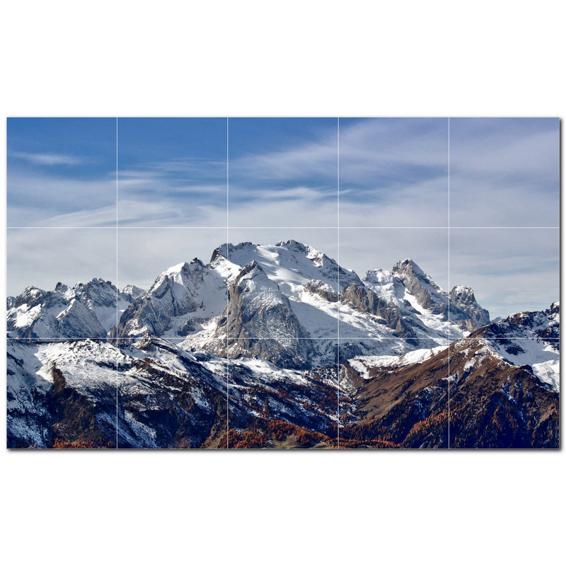 Picture-Tiles.com Mountains Photo 12'' x 12'' Satin Ceramic Decorative Mural | Wayfair